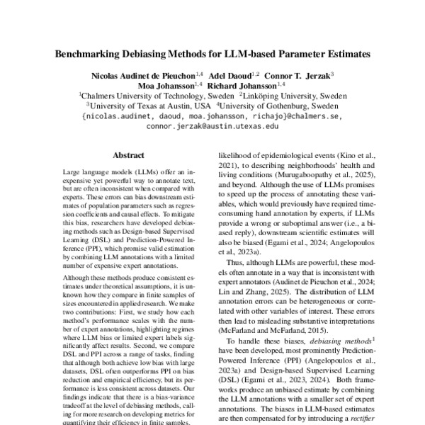 Benchmarking Debiasing Methods for LLM-based Parameter Estimates - ACL ...