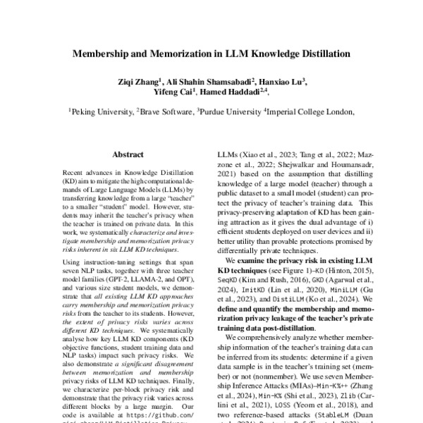 Membership and Memorization in LLM Knowledge Distillation - ACL Anthology