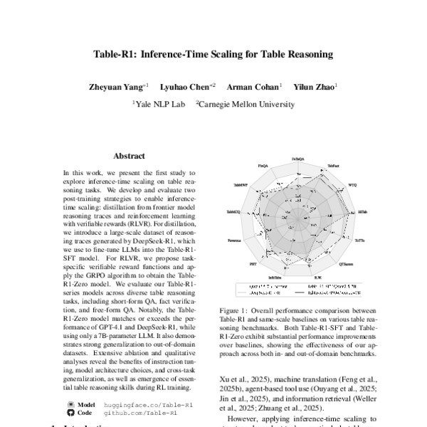 Table-R1: Inference-Time Scaling for Table Reasoning Tasks - ACL Anthology