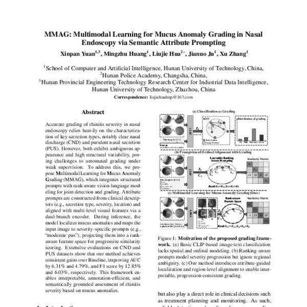 MMAG: Multimodal Learning for Mucus Anomaly Grading in Nasal Endoscopy ...