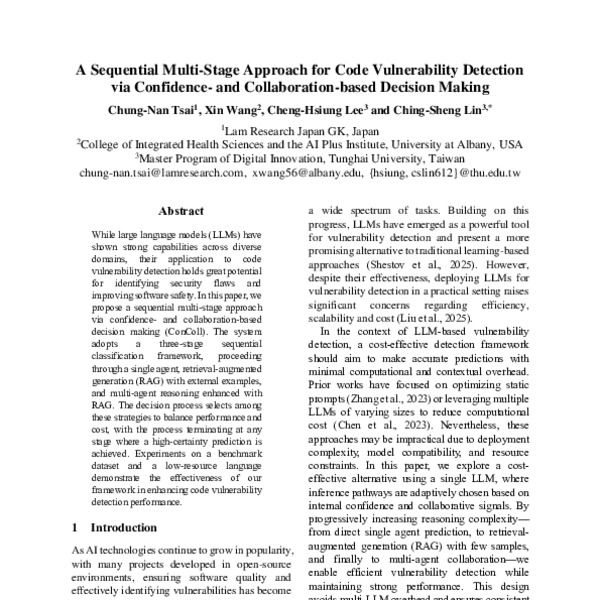 A Sequential Multi-Stage Approach for Code Vulnerability Detection via Confidence- and ...