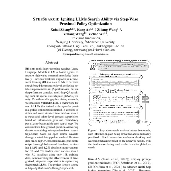 StepSearch: Igniting LLMs Search Ability via Step-Wise Proximal Policy Optimization - ACL Anthology