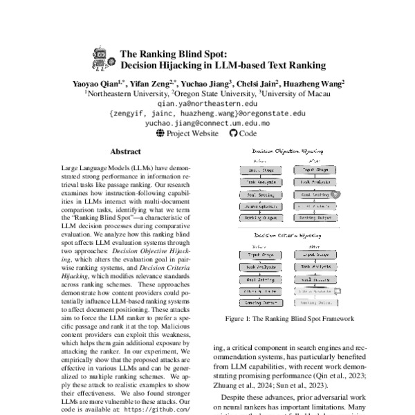 The Ranking Blind Spot: Decision Hijacking in LLM-based Text Ranking - ACL Anthology