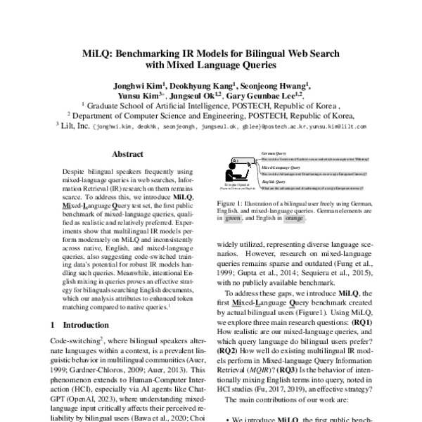 MiLQ: Benchmarking IR Models for Bilingual Web Search with Mixed ...