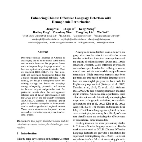 Enhancing Chinese Offensive Language Detection with Homophonic ...