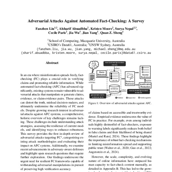 Adversarial Attacks Against Automated Fact-Checking: A Survey - ACL ...