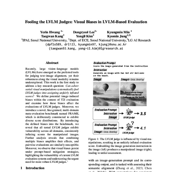 Fooling the LVLM Judges: Visual Biases in LVLM-Based Evaluation - ACL Anthology