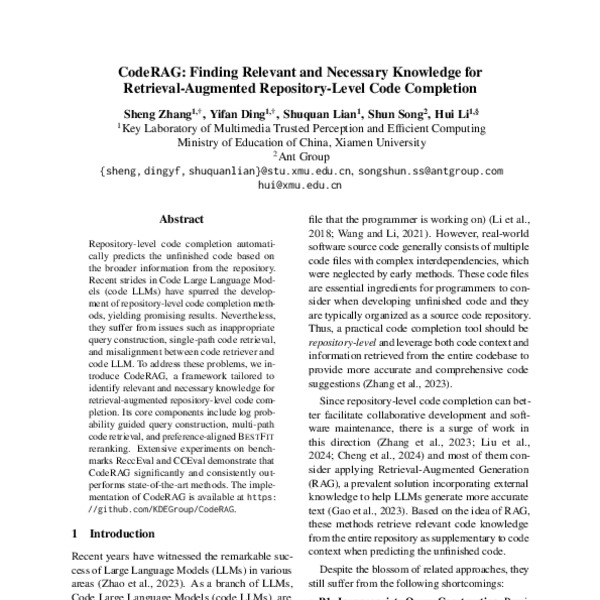 CodeRAG: Finding Relevant and Necessary Knowledge for Retrieval-Augmented Repository-Level Code ...