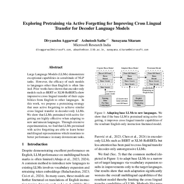 Improving Cross Lingual Transfer by Pretraining with Active Forgetting ...