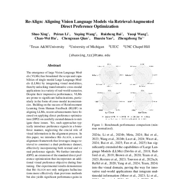 Re-Align: Aligning Vision Language Models via Retrieval-Augmented ...