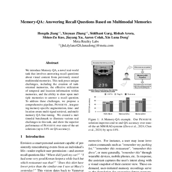 Memory-QA: Answering Recall Questions Based on Multimodal Memories ...