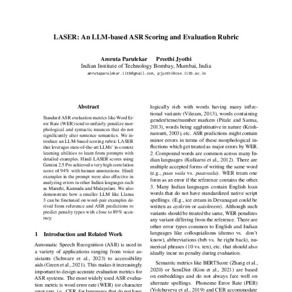 LASER: An LLM-based ASR Scoring and Evaluation Rubric - ACL Anthology