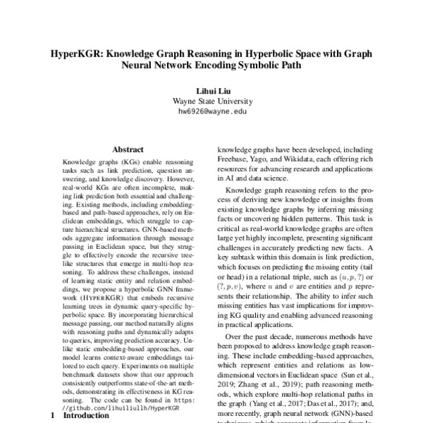 HyperKGR: Knowledge Graph Reasoning in Hyperbolic Space with Graph ...