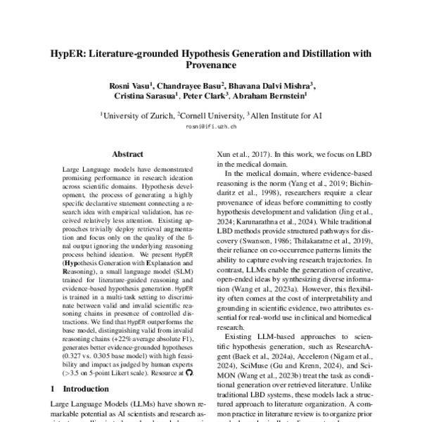 HypER: Literature-grounded Hypothesis Generation and Distillation with ...