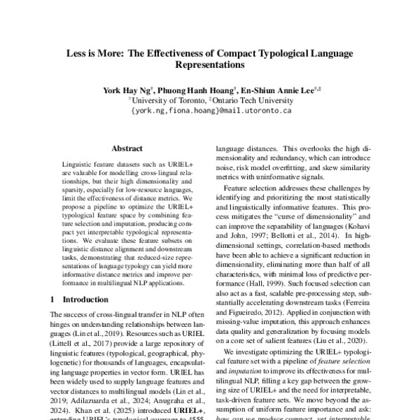 Less is More: The Effectiveness of Compact Typological Language ...
