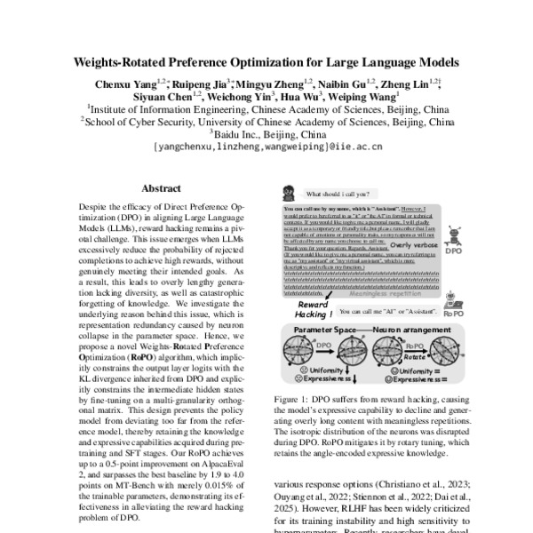 Weights-Rotated Preference Optimization for Large Language Models - ACL Anthology