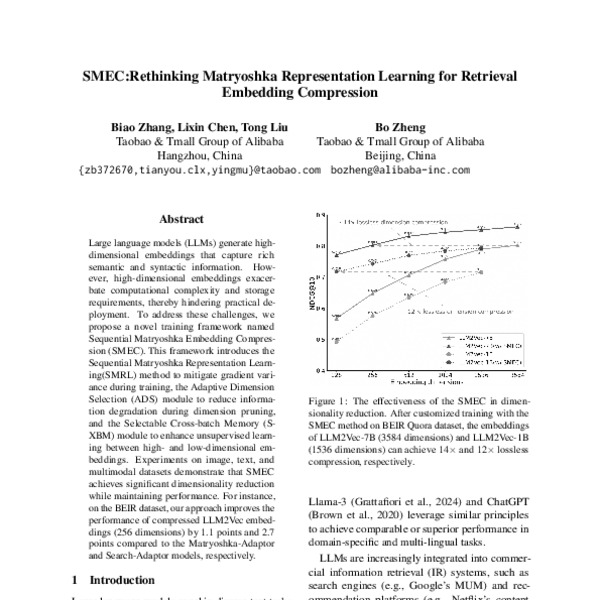 SMEC:Rethinking Matryoshka Representation Learning for Retrieval Embedding Compression - ACL ...