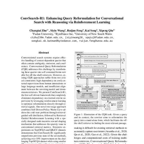 ConvSearch-R1: Enhancing Query Reformulation for Conversational Search ...