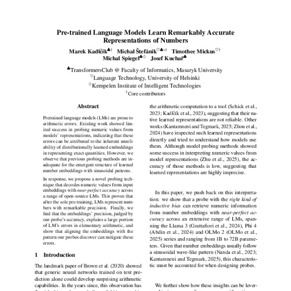 Pre-trained Language Models Learn Remarkably Accurate Representations of Numbers - ACL Anthology