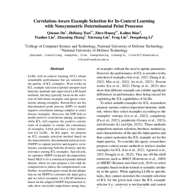 Correlation-Aware Example Selection for In-Context Learning with ...