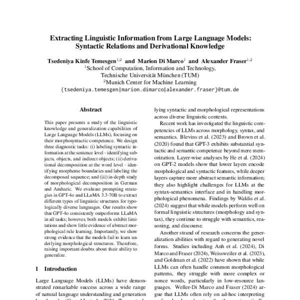 Extracting Linguistic Information from Large Language Models: Syntactic ...