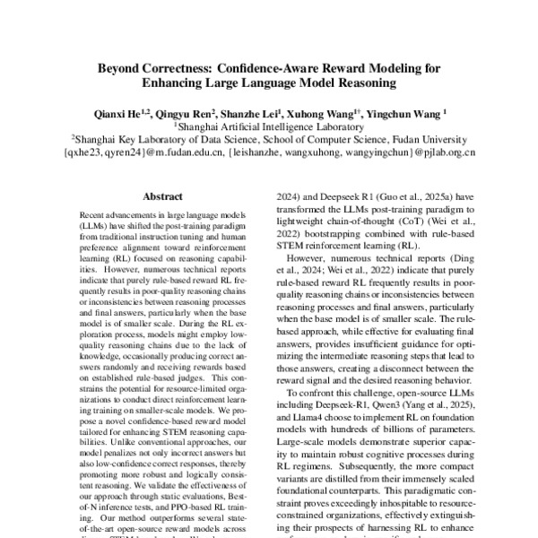 Beyond Correctness: Confidence-Aware Reward Modeling for Enhancing Large Language Model ...