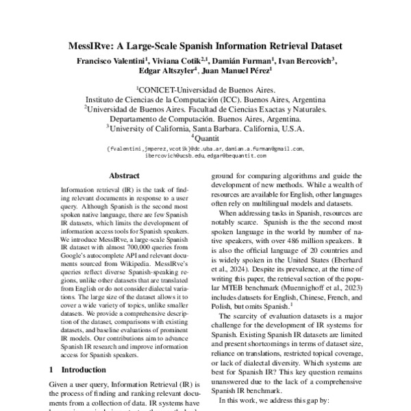 MessIRve: A Large-Scale Spanish Information Retrieval Dataset - ACL ...