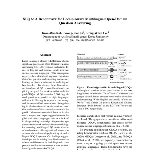 XLQA: A Benchmark for Locale-Aware Multilingual Open-Domain Question ...