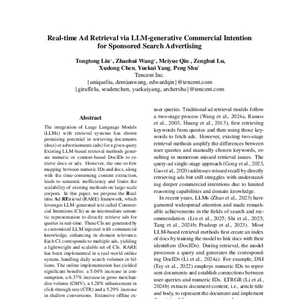 Real-time Ad Retrieval via LLM-generative Commercial Intention for ...