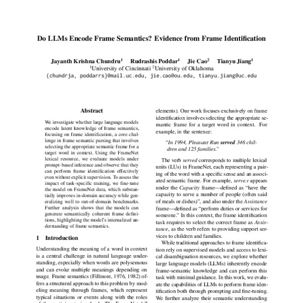 Do LLMs Encode Frame Semantics? Evidence from Frame Identification ...