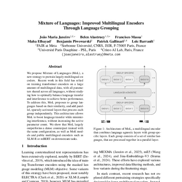 Mixture of Languages: Improved Multilingual Encoders Through Language ...