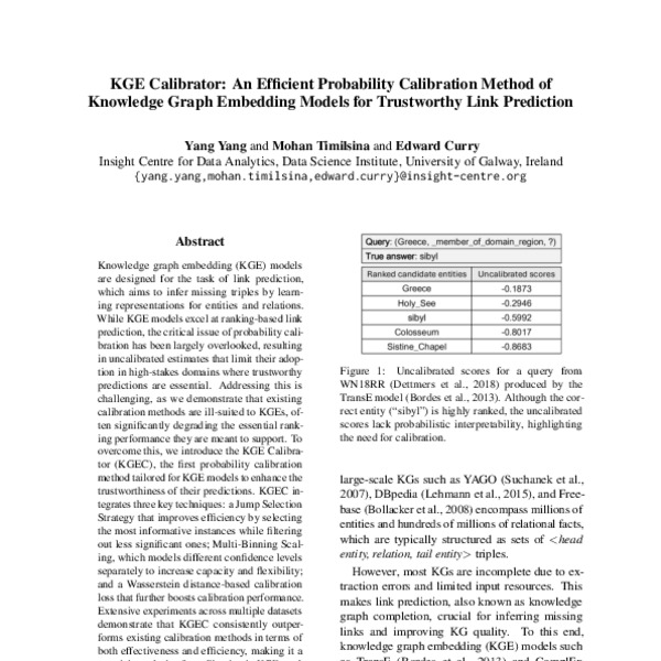 KGE Calibrator: An Efficient Probability Calibration Method of ...