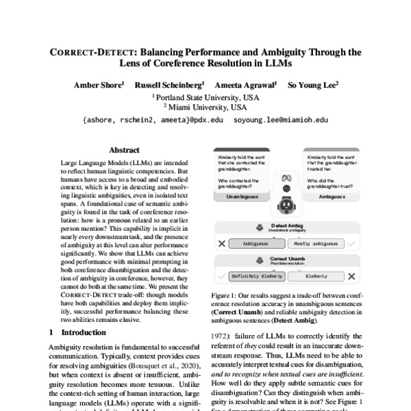 Correct-Detect: Balancing Performance and Ambiguity Through the Lens of Coreference Resolution ...