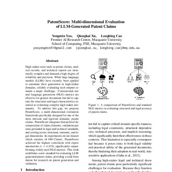 PatentScore: Multi-dimensional Evaluation of LLM-Generated Patent Claims - ACL Anthology