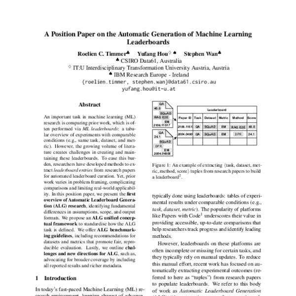 A Position Paper on the Automatic Generation of Machine Learning ...