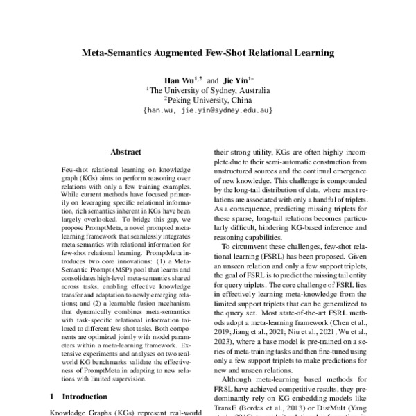 Meta-Semantics Augmented Few-Shot Relational Learning - ACL Anthology