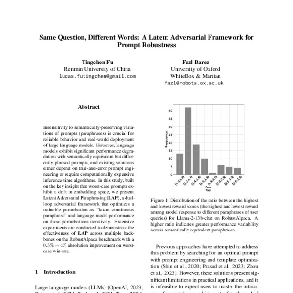 Same Question, Different Words: A Latent Adversarial Framework for ...