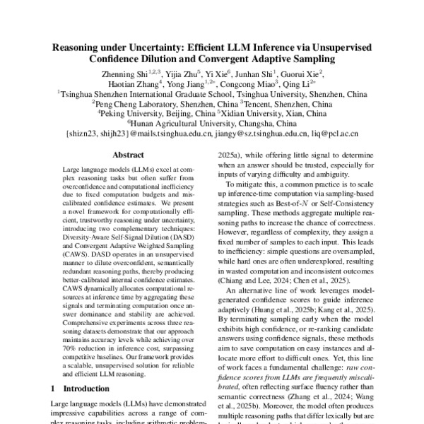 Reasoning under Uncertainty: Efficient LLM Inference via Unsupervised ...