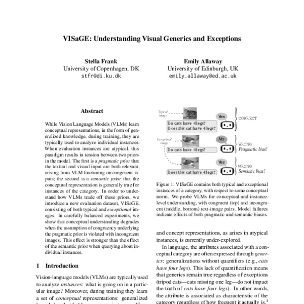 VISaGE: Understanding Visual Generics and Exceptions - ACL Anthology