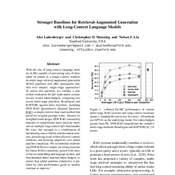 Stronger Baselines for Retrieval-Augmented Generation with Long-Context Language Models - ACL ...