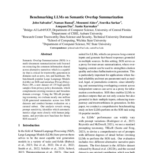 Benchmarking LLMs on Semantic Overlap Summarization - ACL Anthology