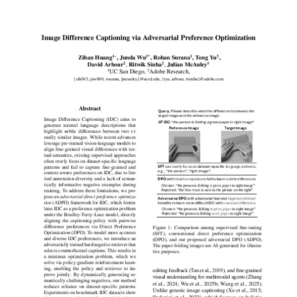 Image Difference Captioning via Adversarial Preference Optimization - ACL Anthology