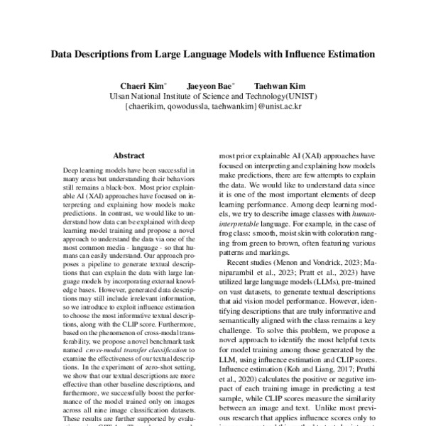 Data Descriptions from Large Language Models with Influence Estimation ...