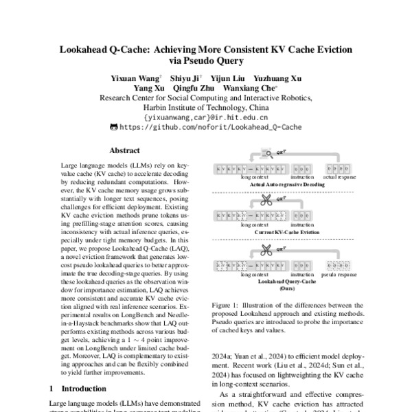 Lookahead Q-Cache: Achieving More Consistent KV Cache Eviction via ...