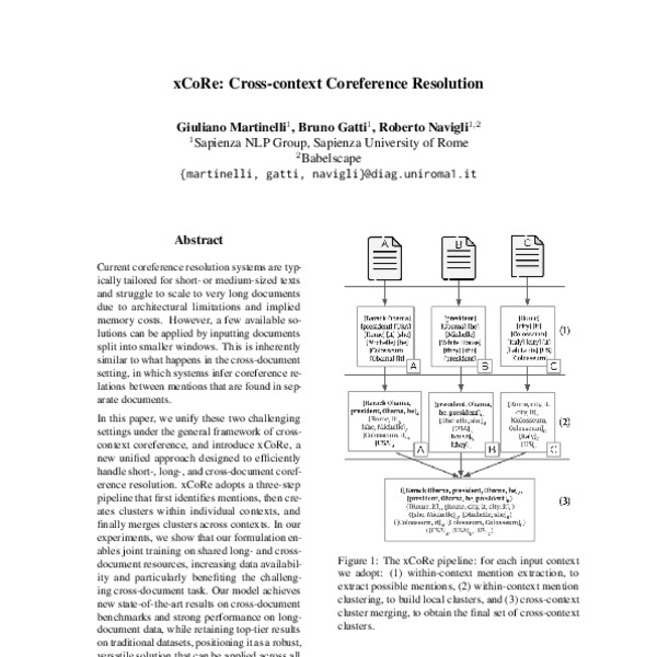 xCoRe: Cross-context Coreference Resolution - ACL Anthology