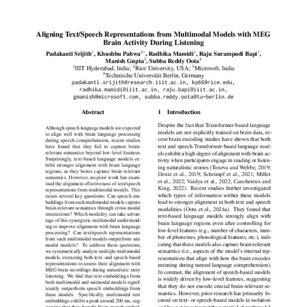 Aligning Text/Speech Representations from Multimodal Models with MEG ...