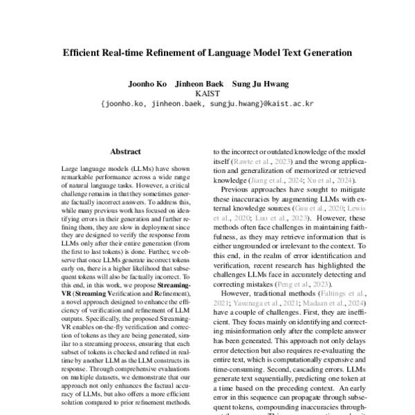 Efficient Real-time Refinement of Language Model Text Generation - ACL ...