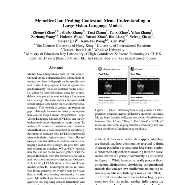 MemeReaCon: Probing Contextual Meme Understanding in Large Vision ...