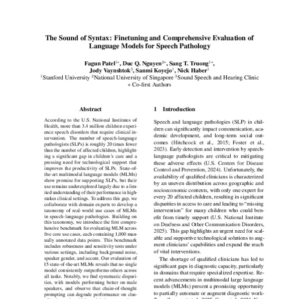The Sound of Syntax: Finetuning and Comprehensive Evaluation of ...