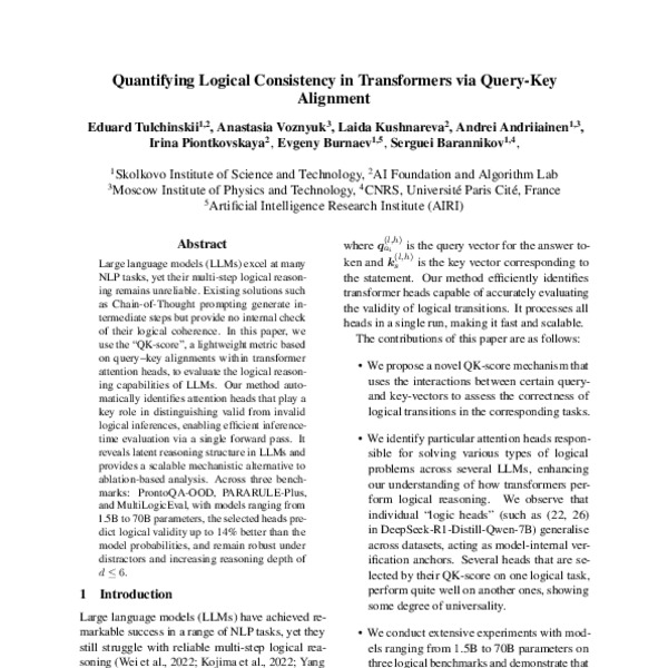 Quantifying Logical Consistency in Transformers via Query-Key Alignment - ACL Anthology